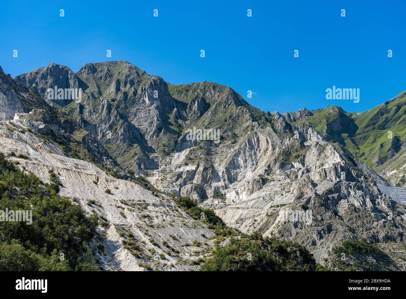 Famous quarries of white Carrara marble in the Apuan Alps, Tuscany ...