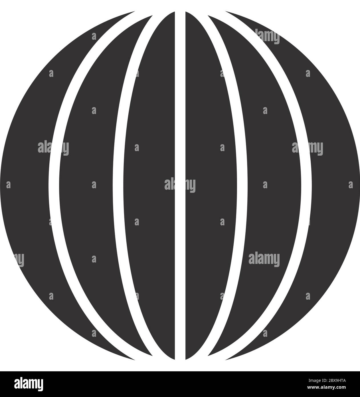 striped global sphere icon over white background, silhouette style ...