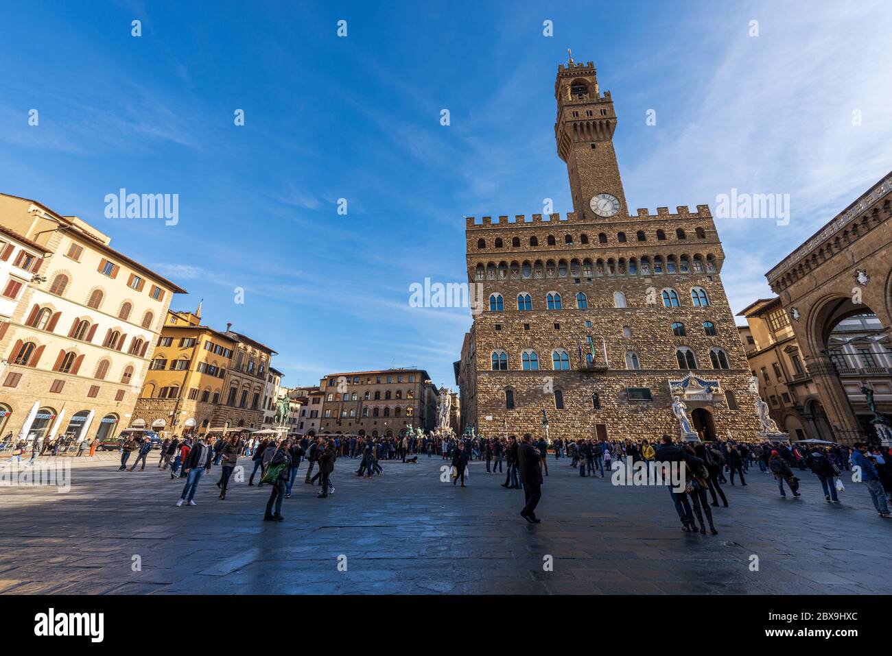 Piazza della Signoria, the main square of Florence with the medieval ...