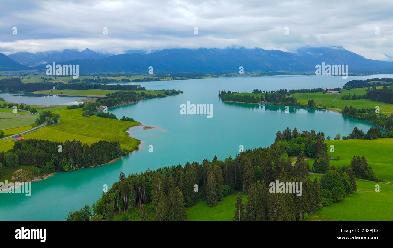 Aerial view over lake forggensee hi-res stock photography and images ...