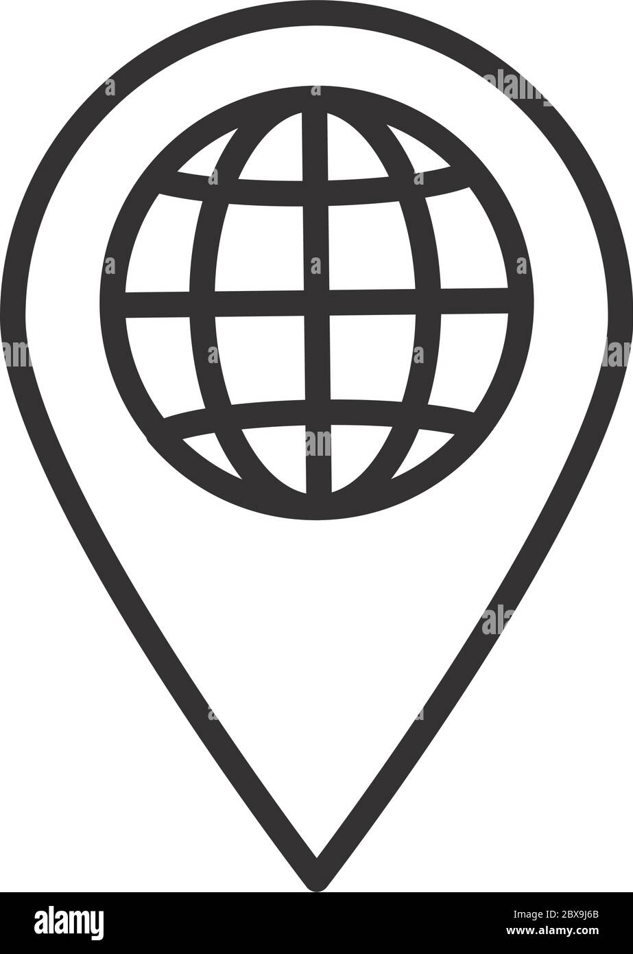 location pin with global sphere icon over white background, line sytle ...