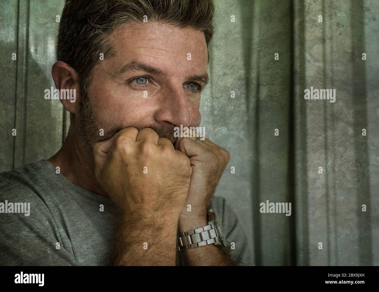 Portrait middle aged men crying hi-res stock photography and images - Alamy