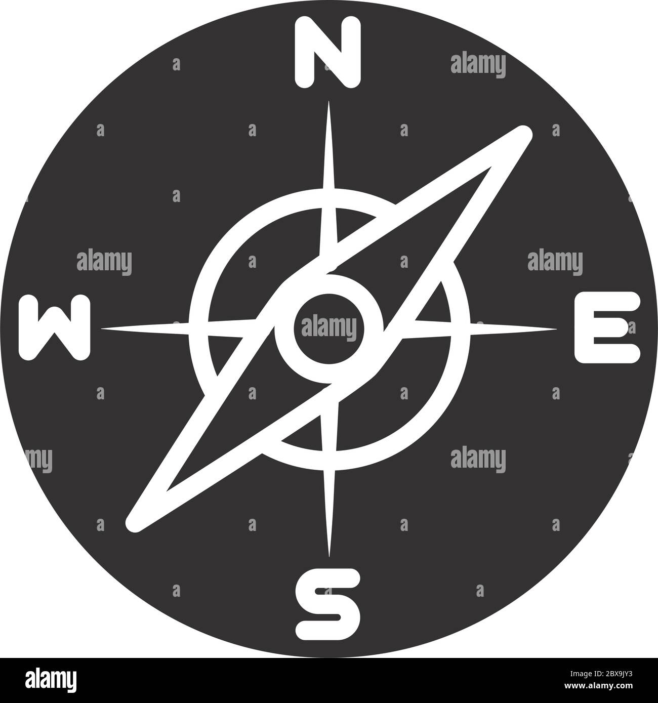 compass tool icon over white background, silhouette style, vector ...