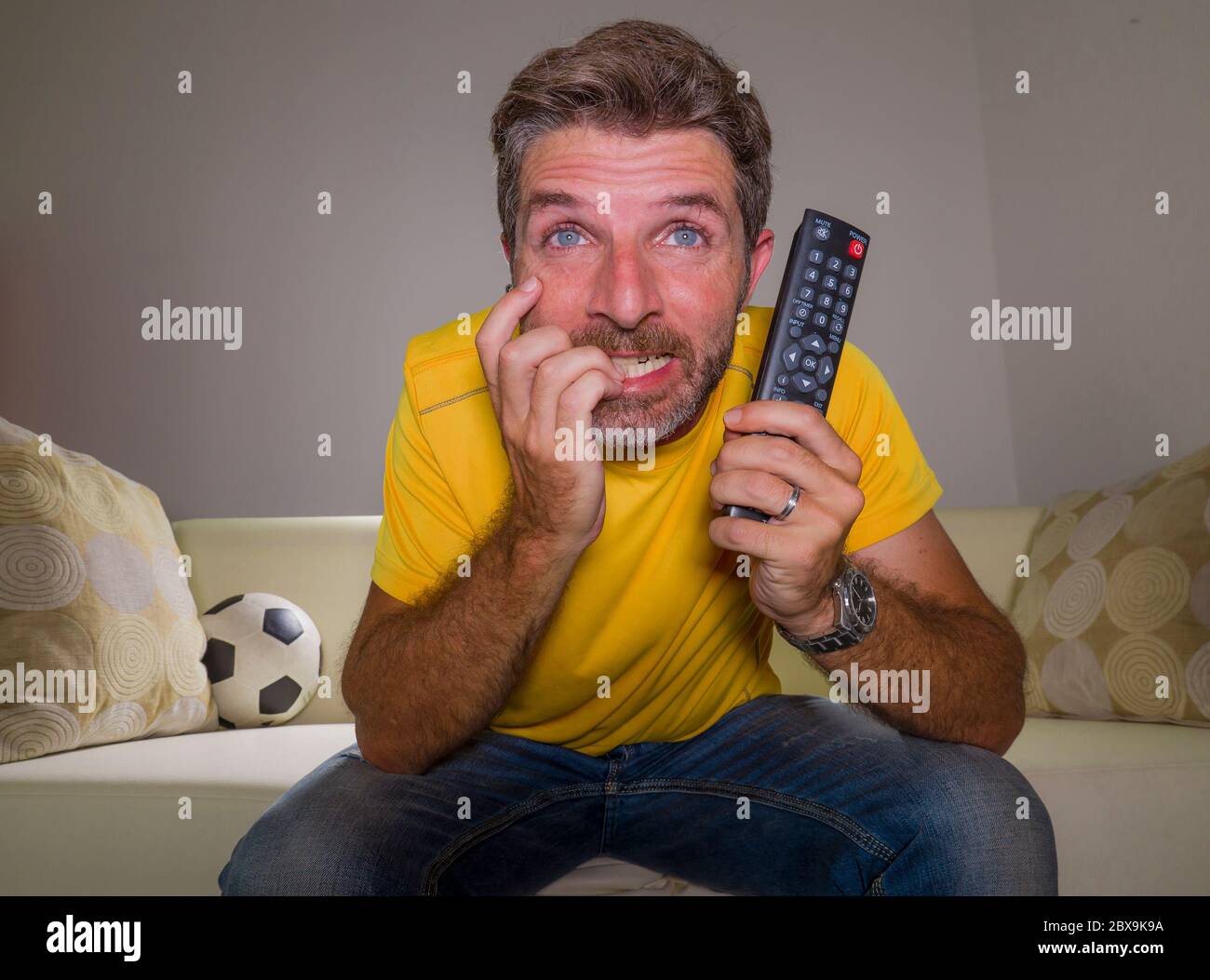 Biting nails watching football hi-res stock photography and images - Alamy
