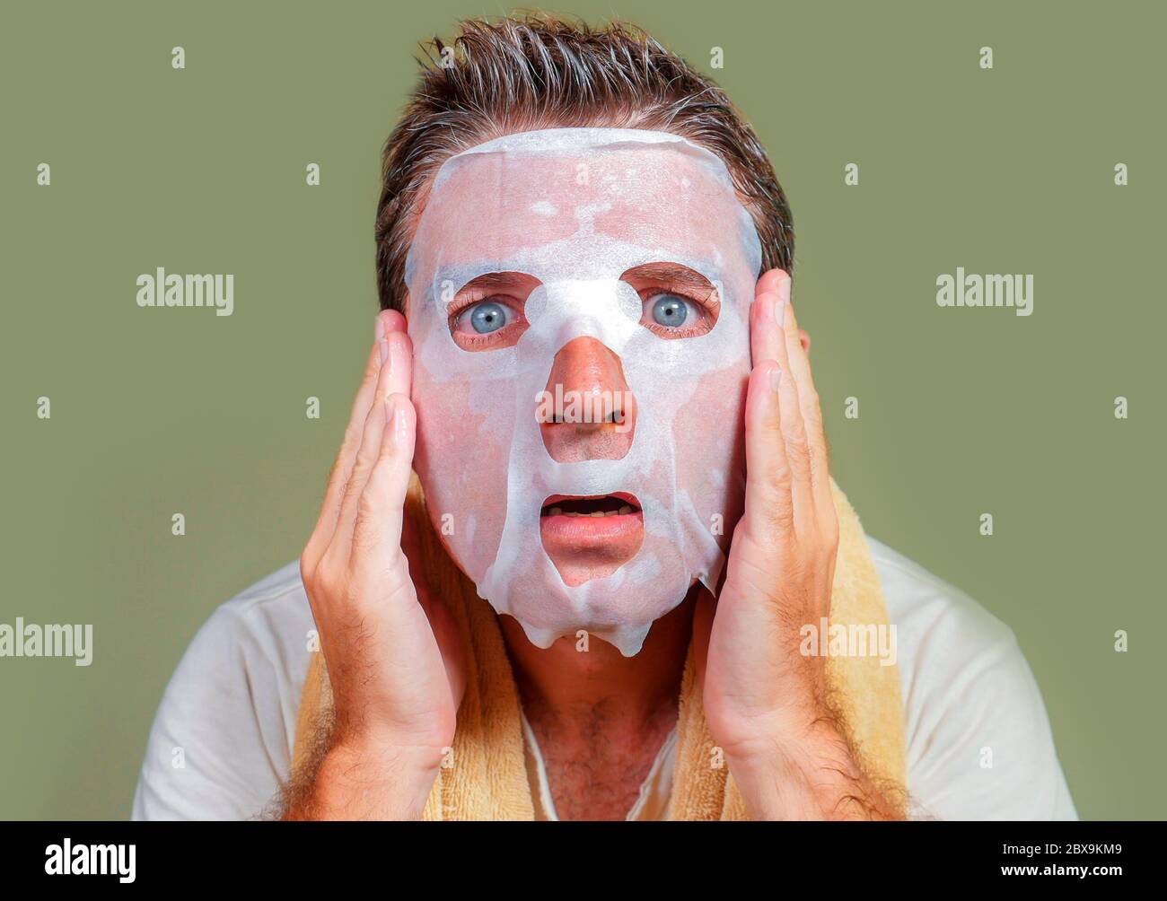 lifestyle isolated background portrait of young weird and funny man at ...