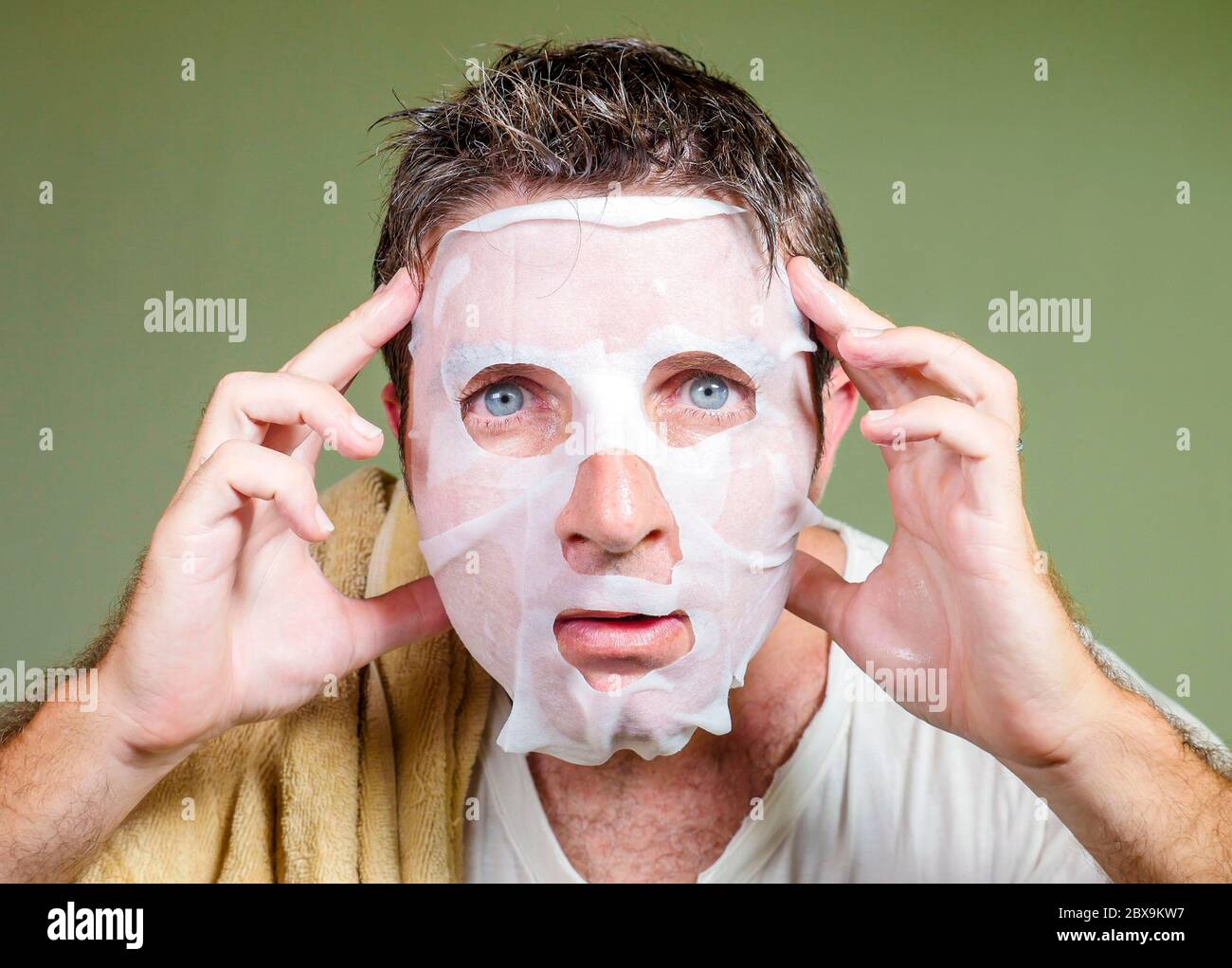 lifestyle isolated background portrait of young weird and funny man at ...