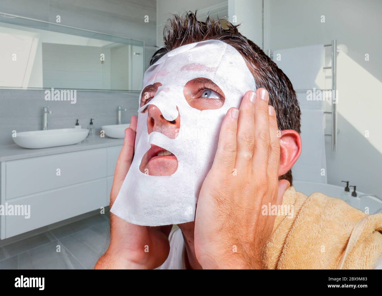 lifestyle isolated background portrait of young weird and funny man at ...