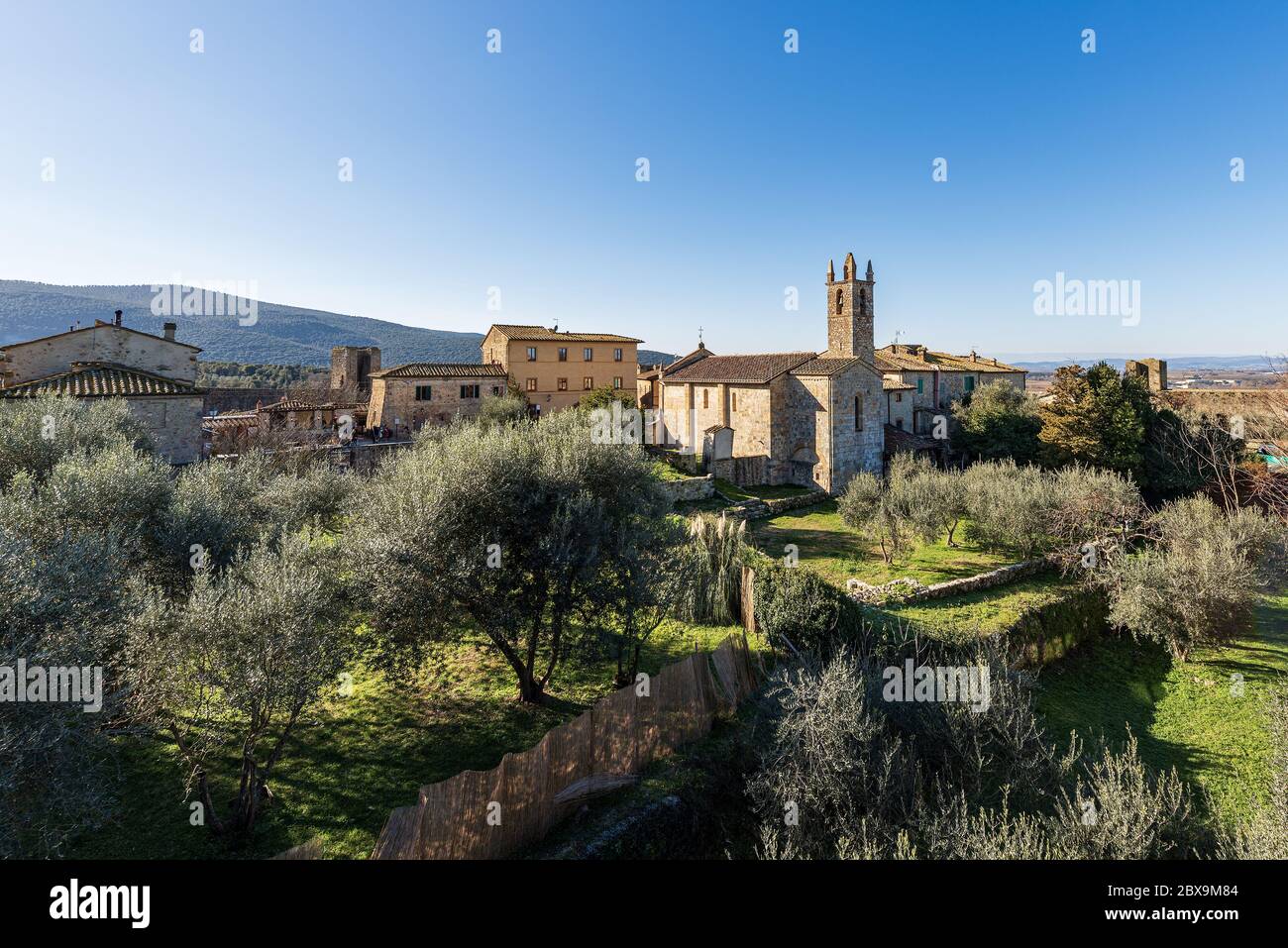 Medieval village of Monteriggioni. Church of Santa Maria Assunta (XIII ...