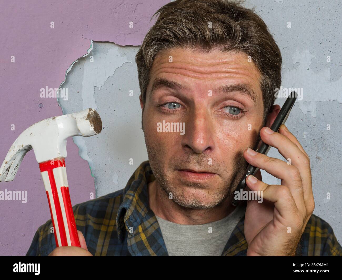 Frustrated man hammer hi-res stock photography and images - Alamy