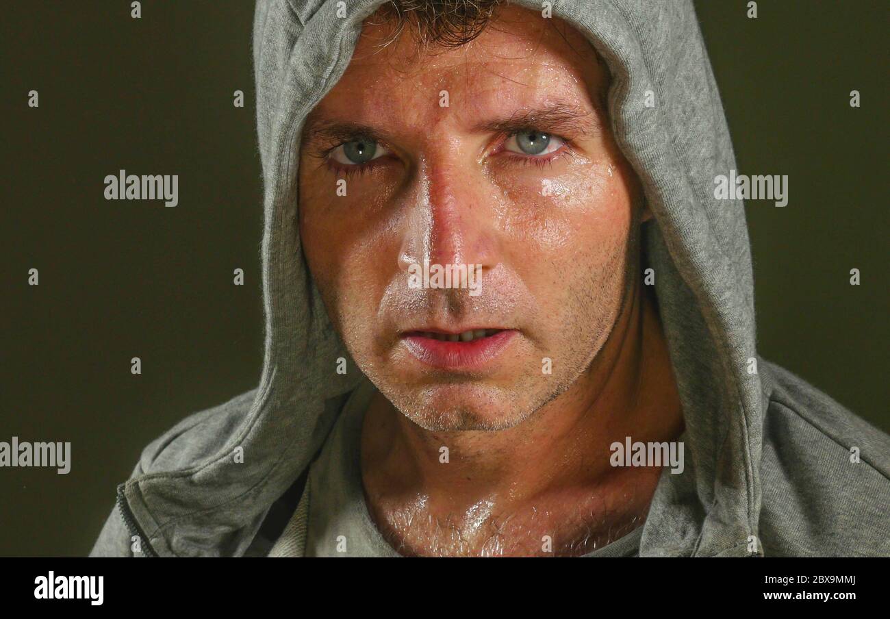 Sweaty man face closeup hi-res stock photography and images - Alamy