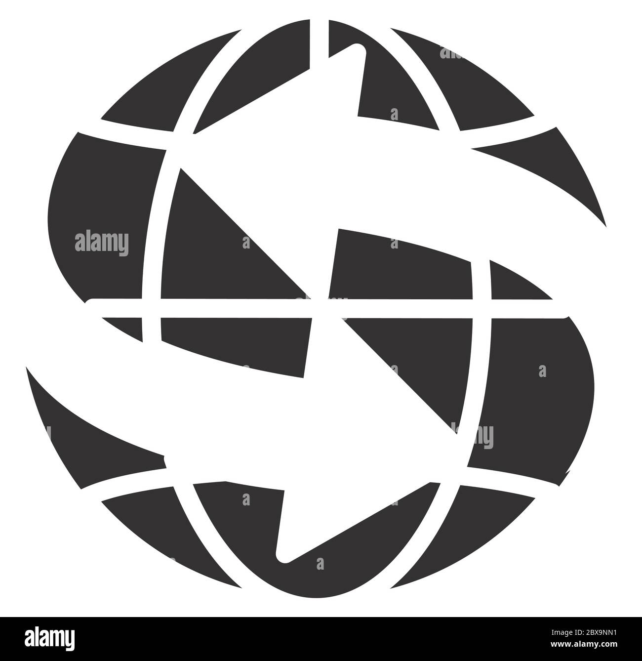 global sphere with arrows around over white background, silhouette ...