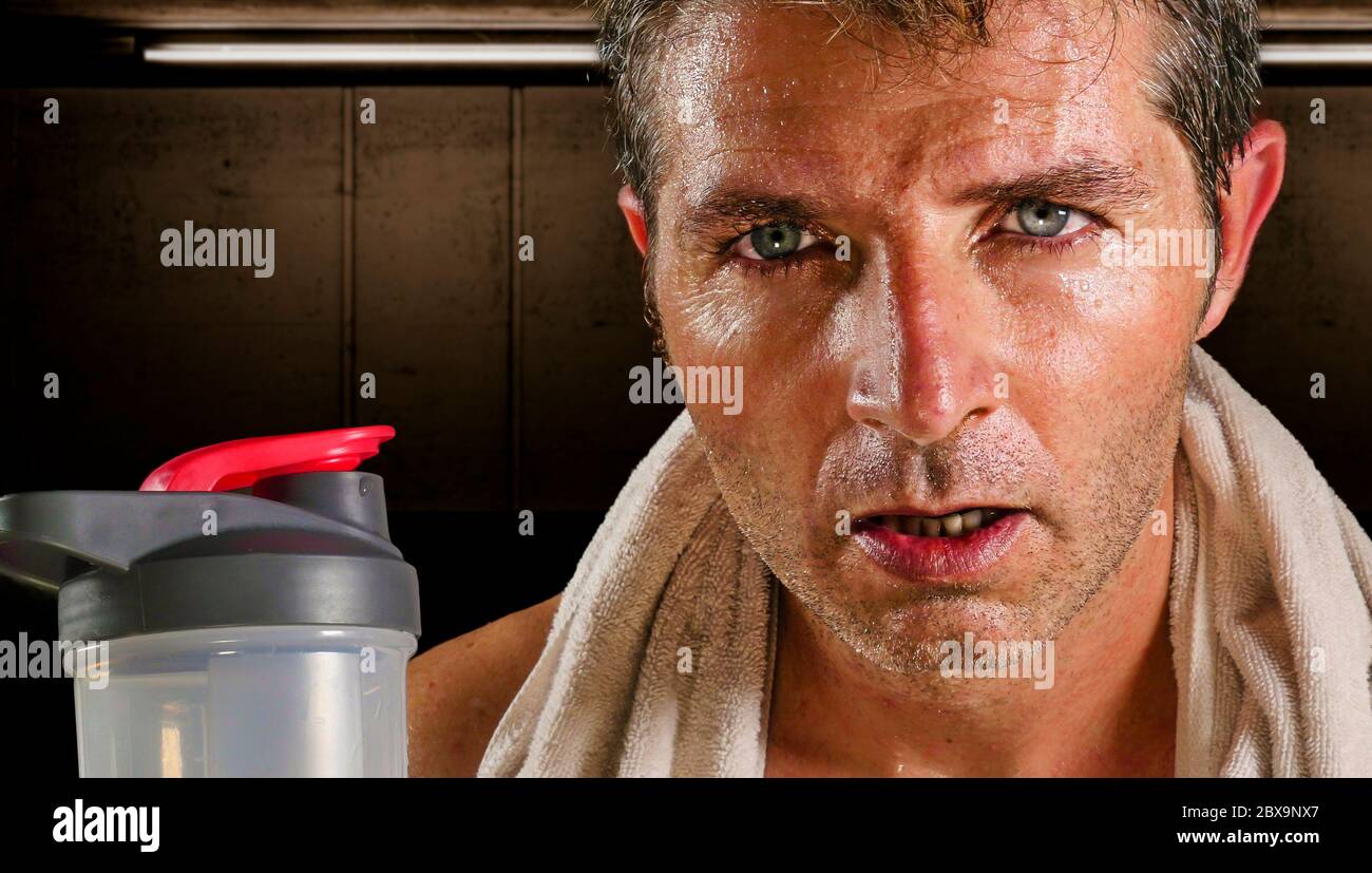 head and shoulders portrait of young attractive and handsome sport man ...