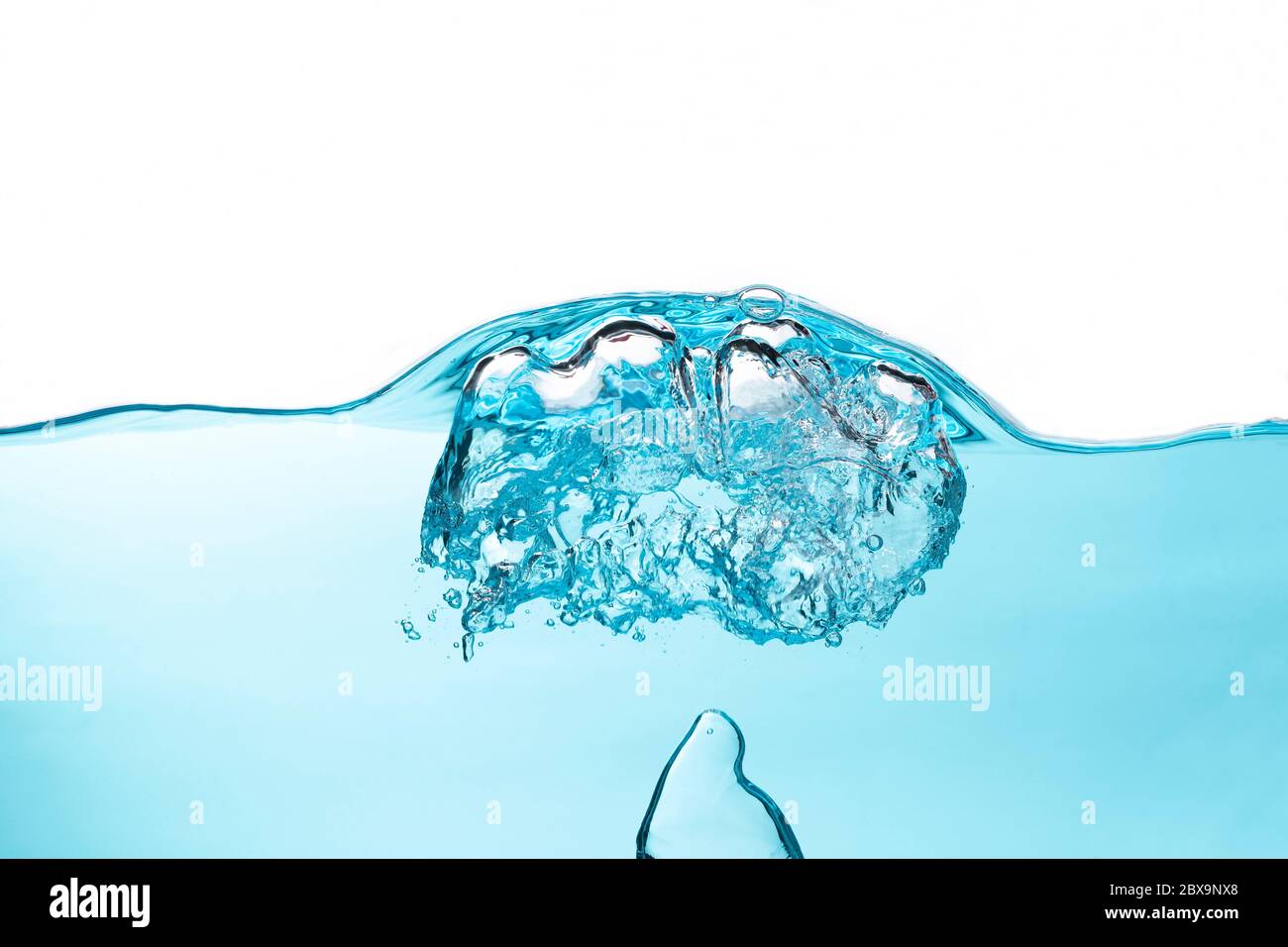 Close up of air bubble and water splash,Water splash isolated on white ...