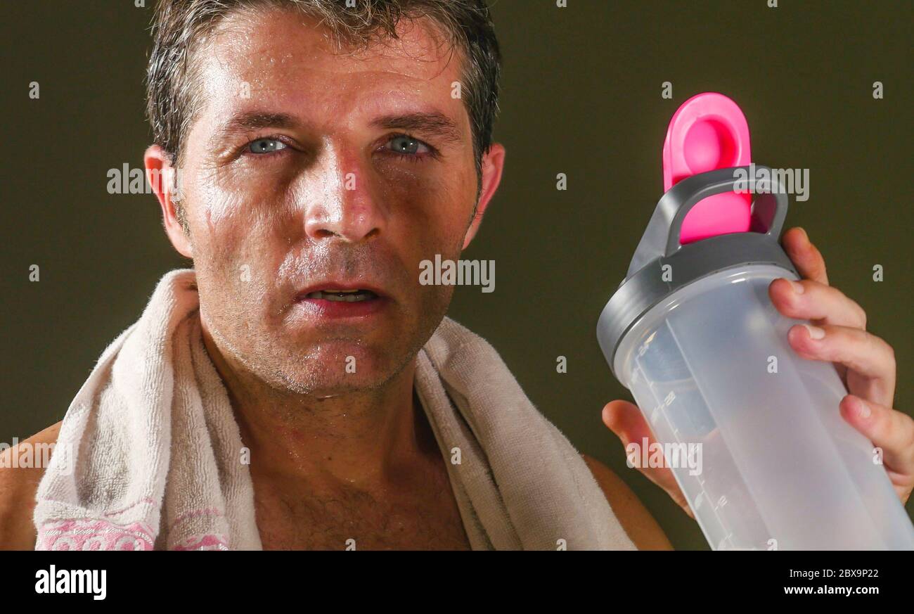 head and shoulders portrait of young attractive and handsome sport man ...