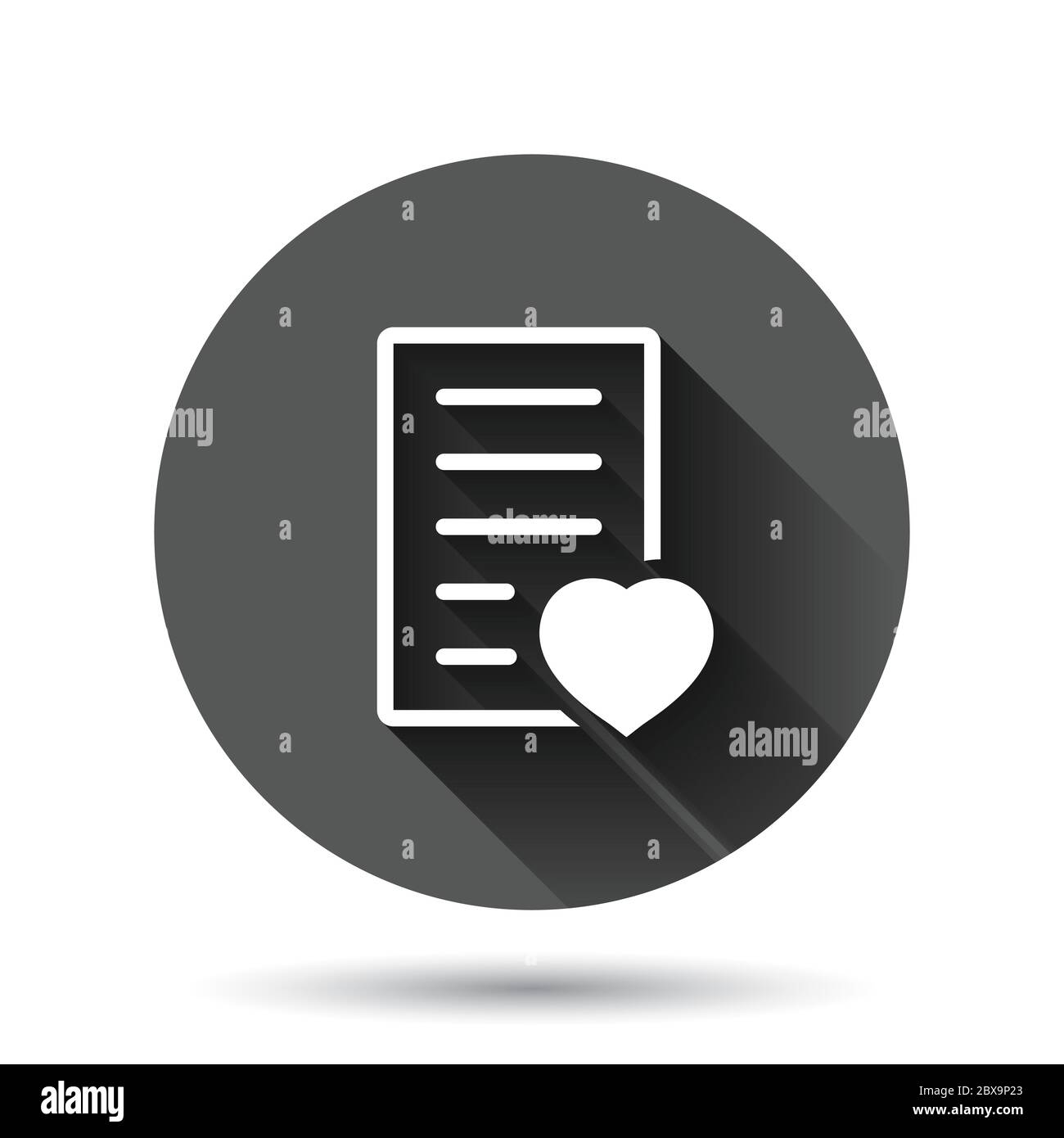 Wishlist icon in flat style. Like document vector illustration on black ...