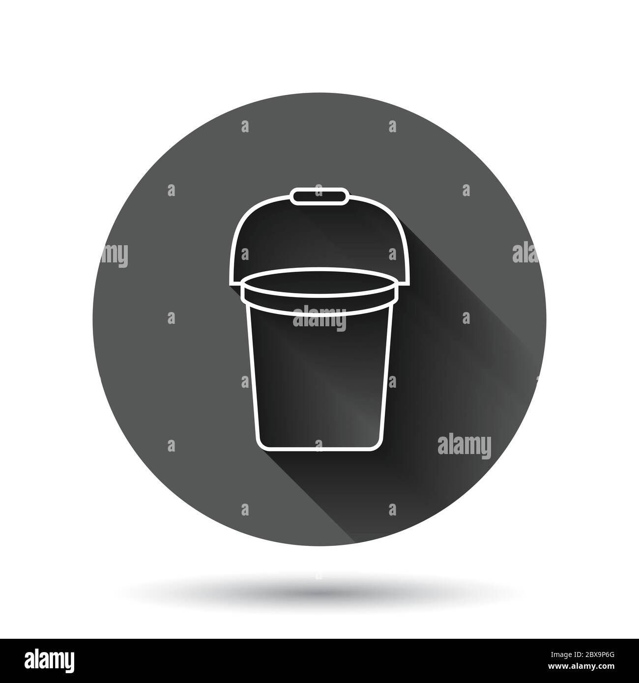 Bucket icon in flat style. Garbage pot vector illustration on black ...