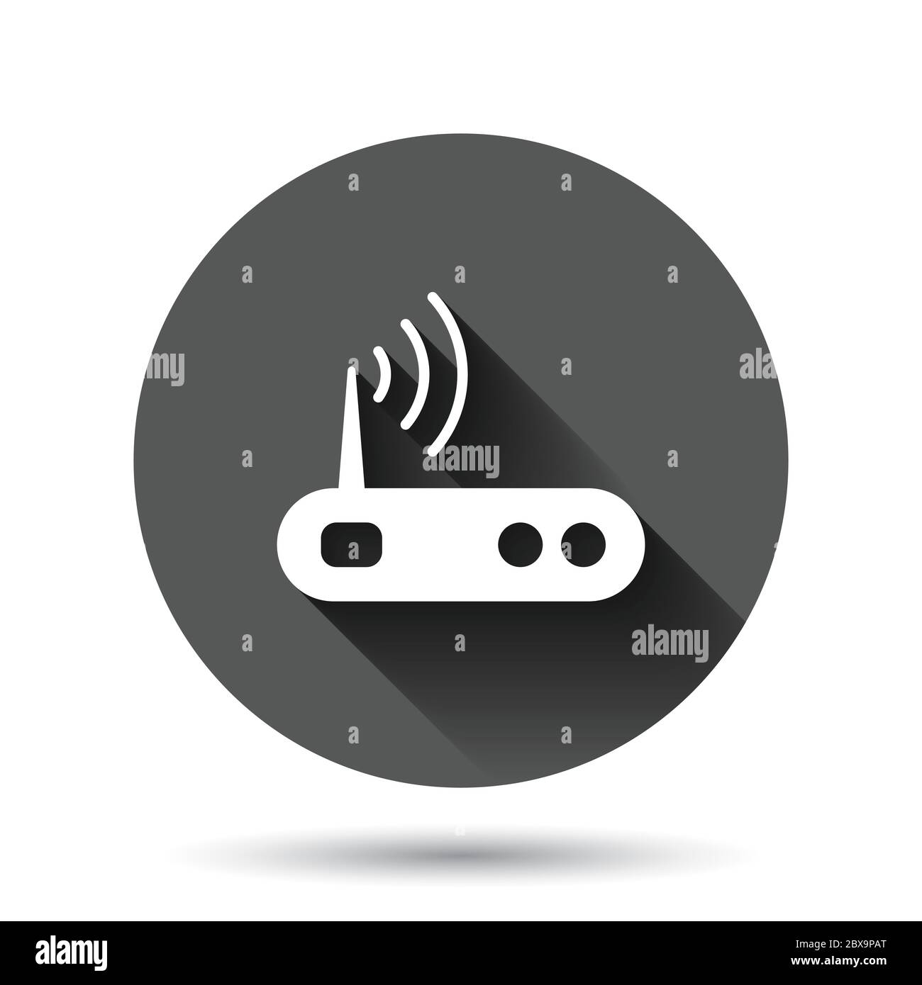 Wifi router icon in flat style. Broadband vector illustration on black ...