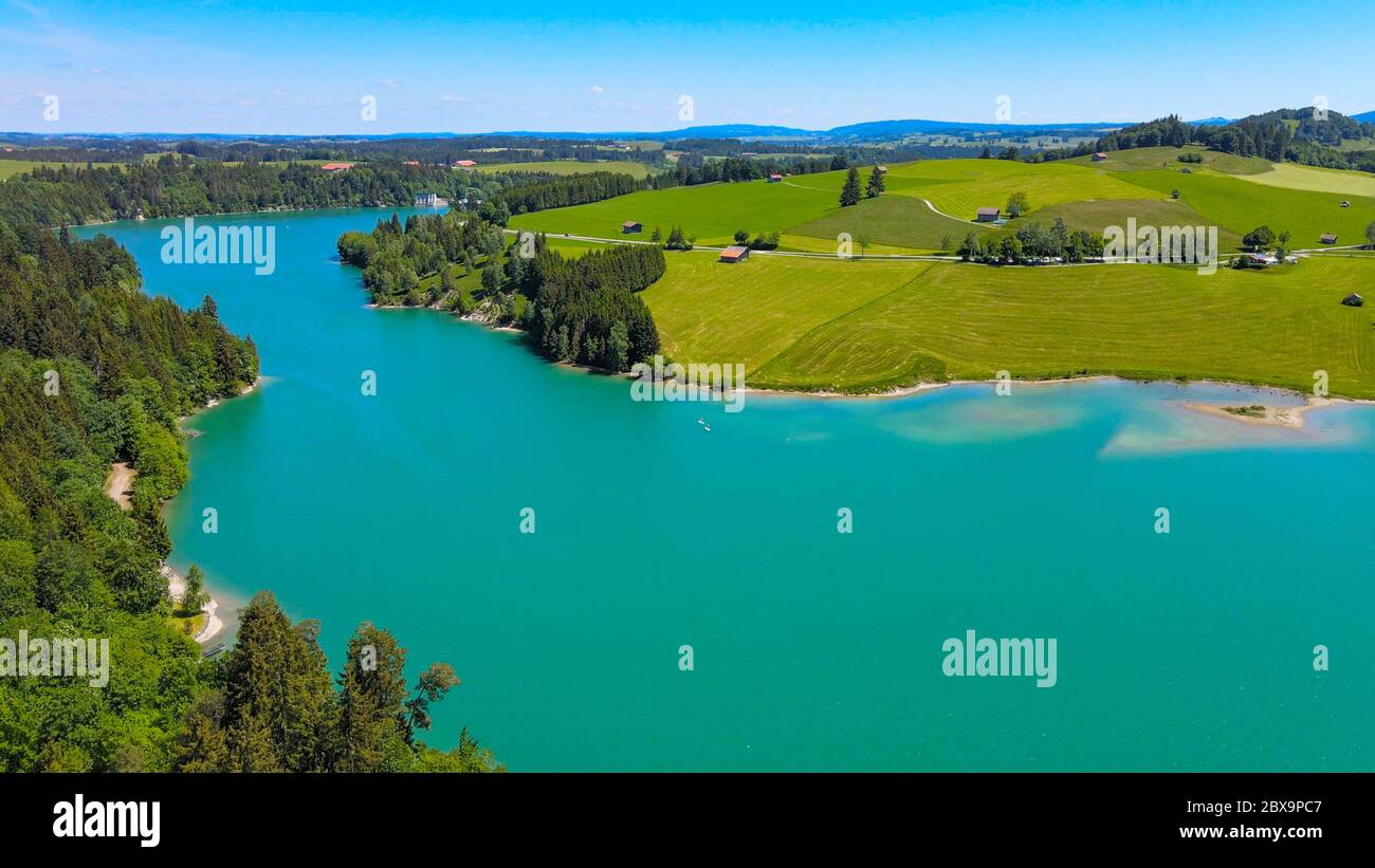 Aerial view over lake forggensee hi-res stock photography and images ...