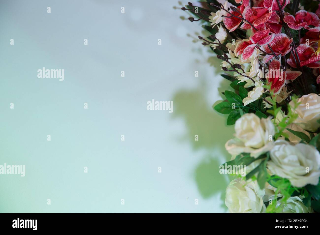 Roses Garland Artificial Silk Flowers . Seamless border with white ...