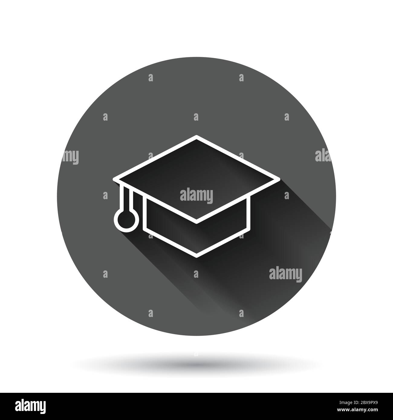 Graduation hat icon in flat style. Student cap vector illustration on ...
