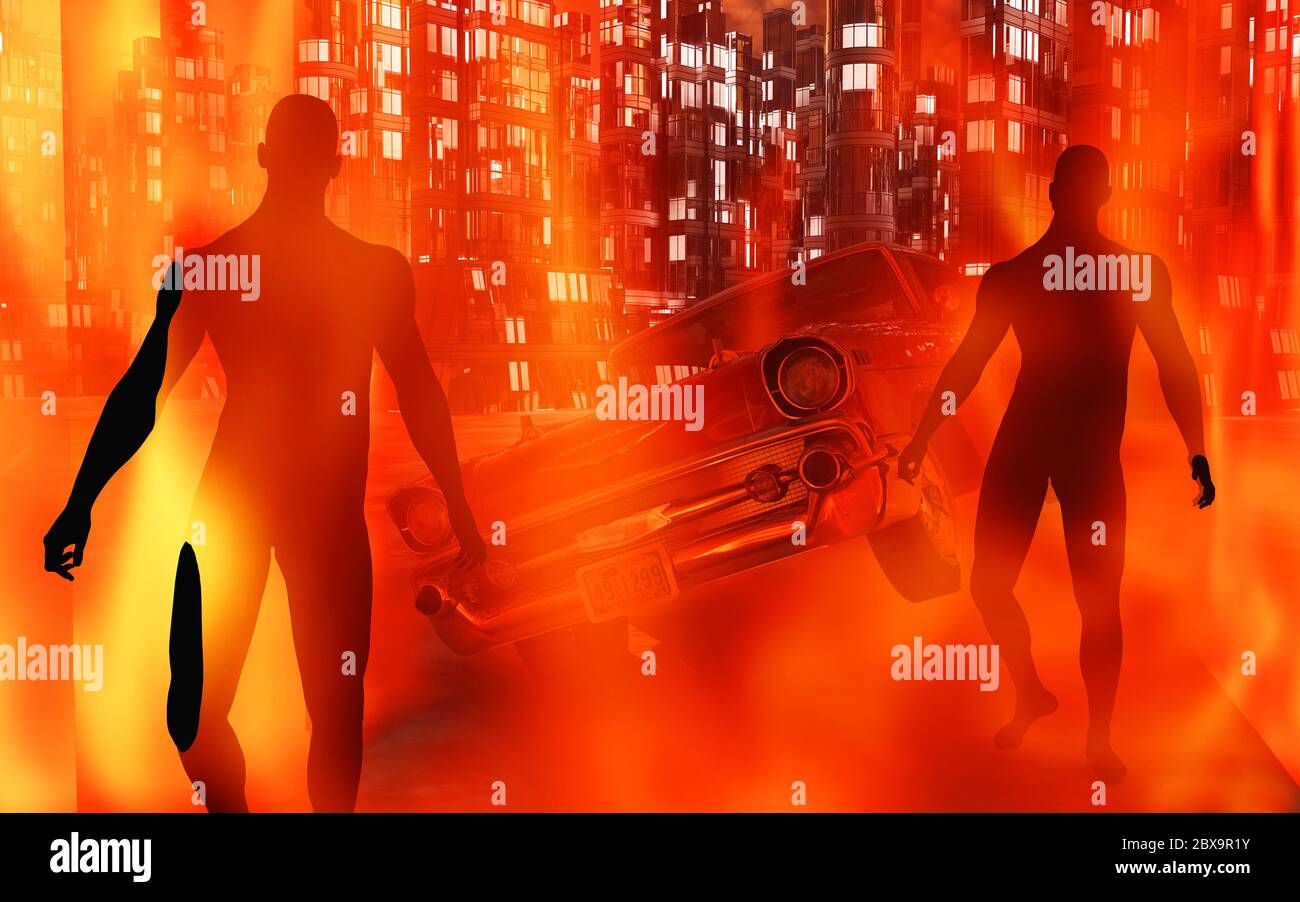 A City On Fire Stock Photo - Alamy