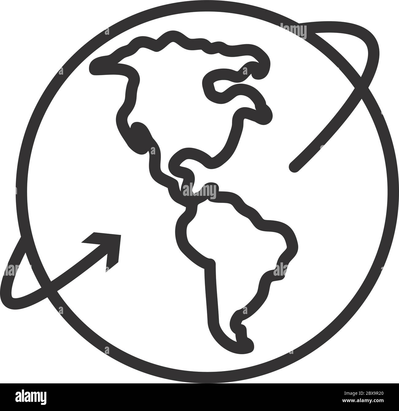 earth planet with arrow over white background, line style, vector ...