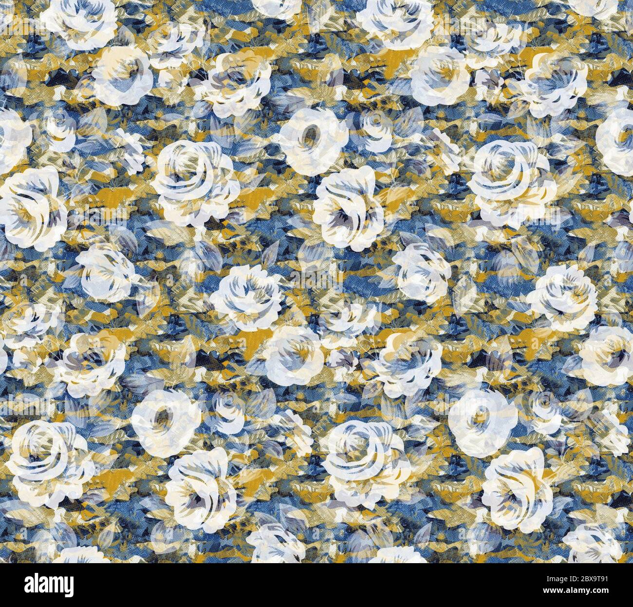 Seamless pattern with spring flowers and leaves. Hand drawn background ...
