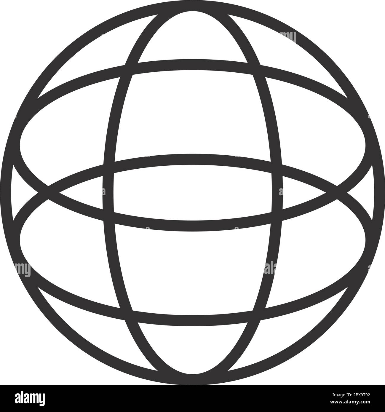 global sphere icon over white background, line style, vector ...
