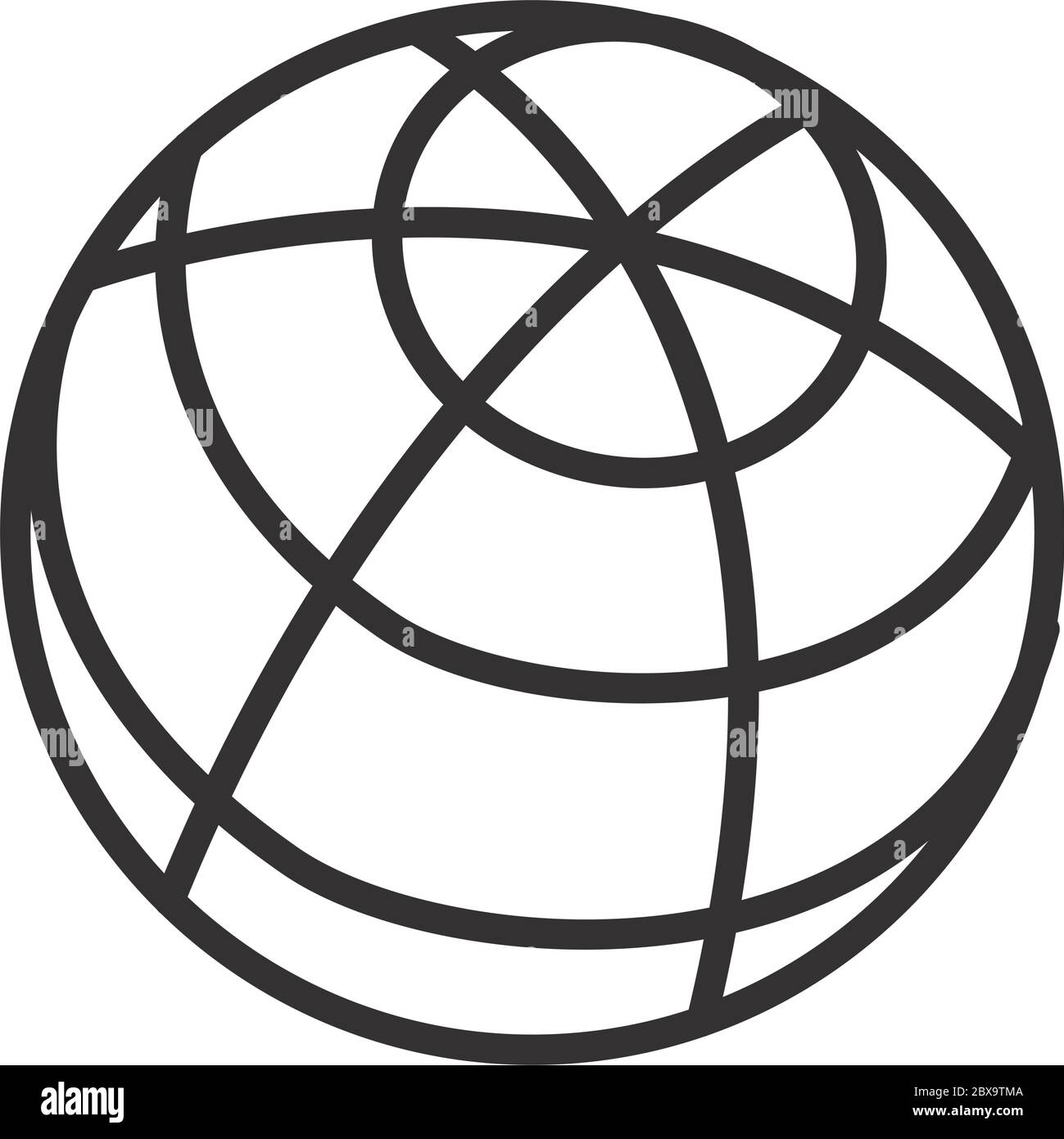 global connection sphere icon over white background, line sytle, vector ...