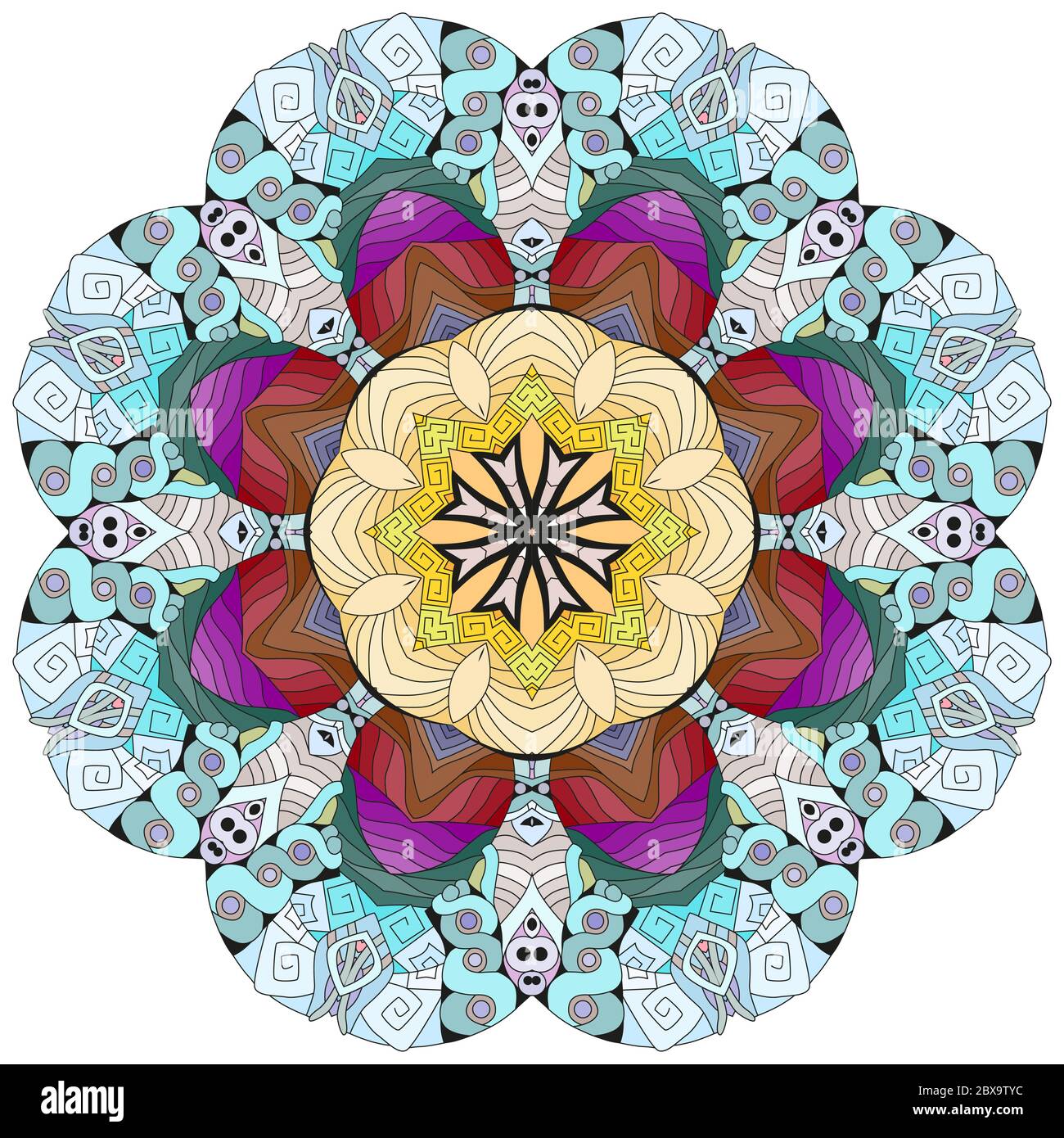 Zentangle Color Wheel Zentangle Inspired Color Wheel Mandala Art Print