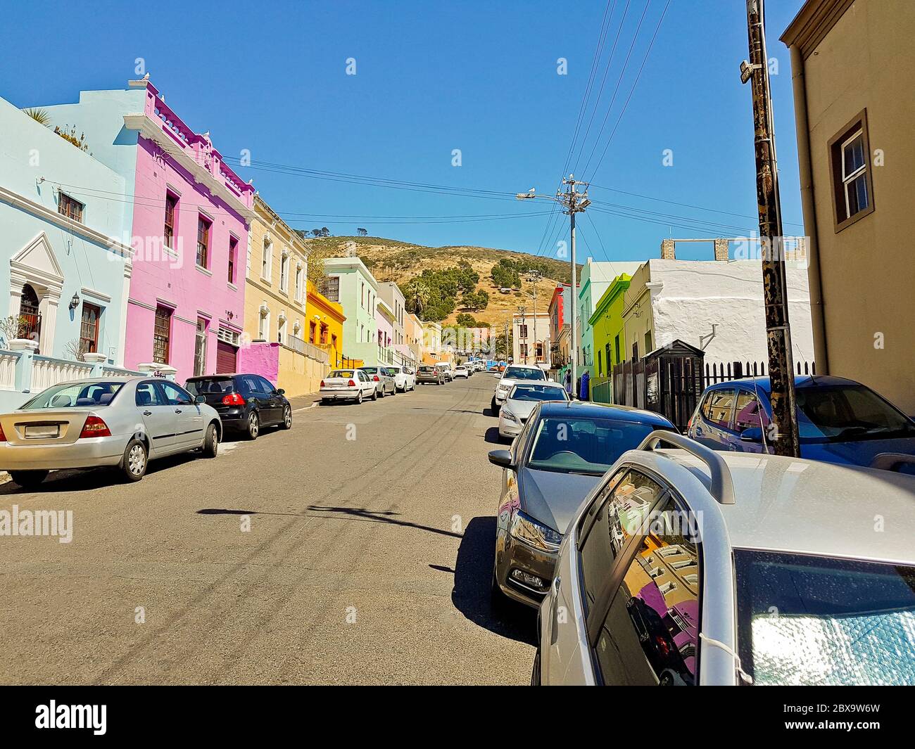 Many colorful houses, Bo Kaap district in Cape Town, South Africa Stock ...