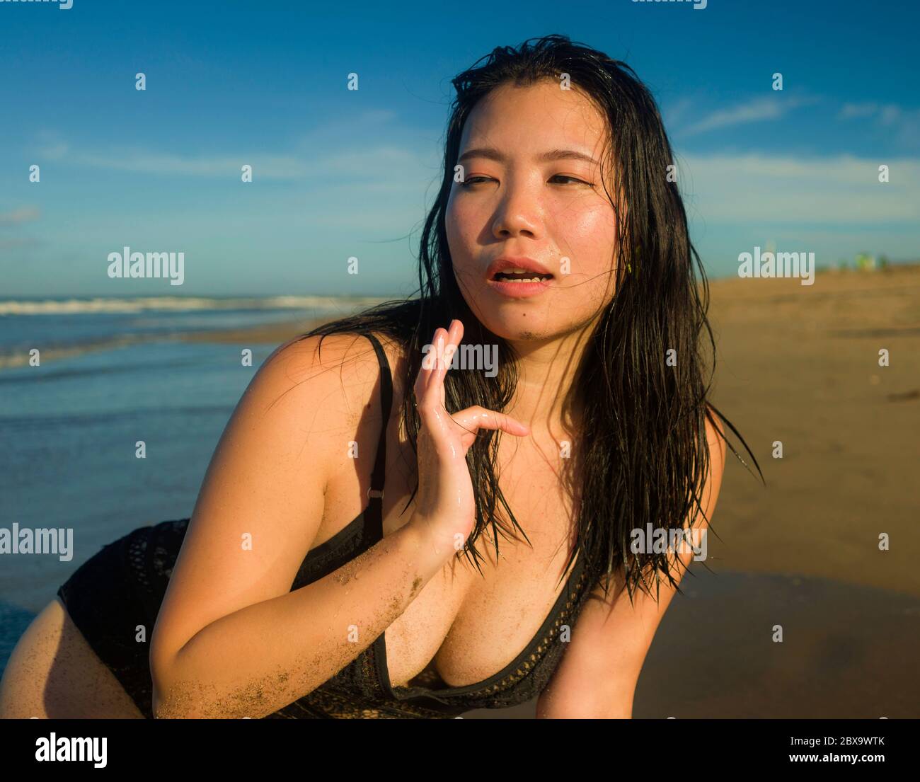Natural Lifestyle Portrait Of Young Attractive And Happy Asian Korean