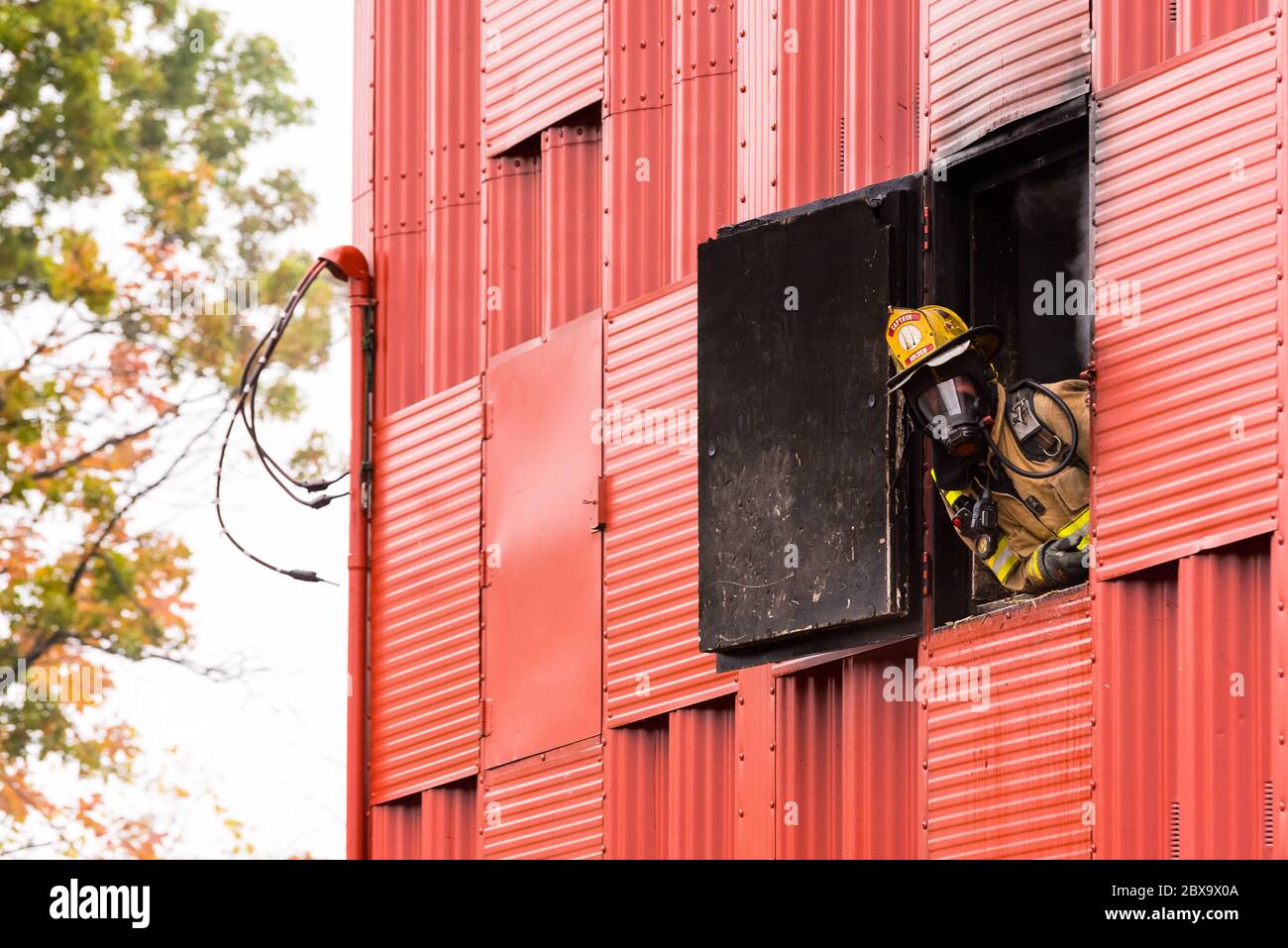 Firefighters training at the Worcester Fire Department Training Center ...