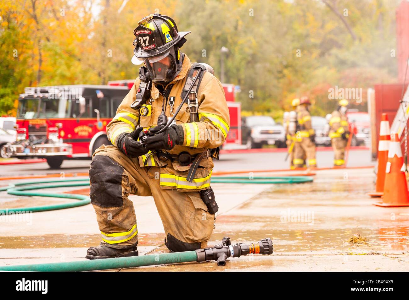 Firefighter training at the Worcester Fire Department Training Center ...