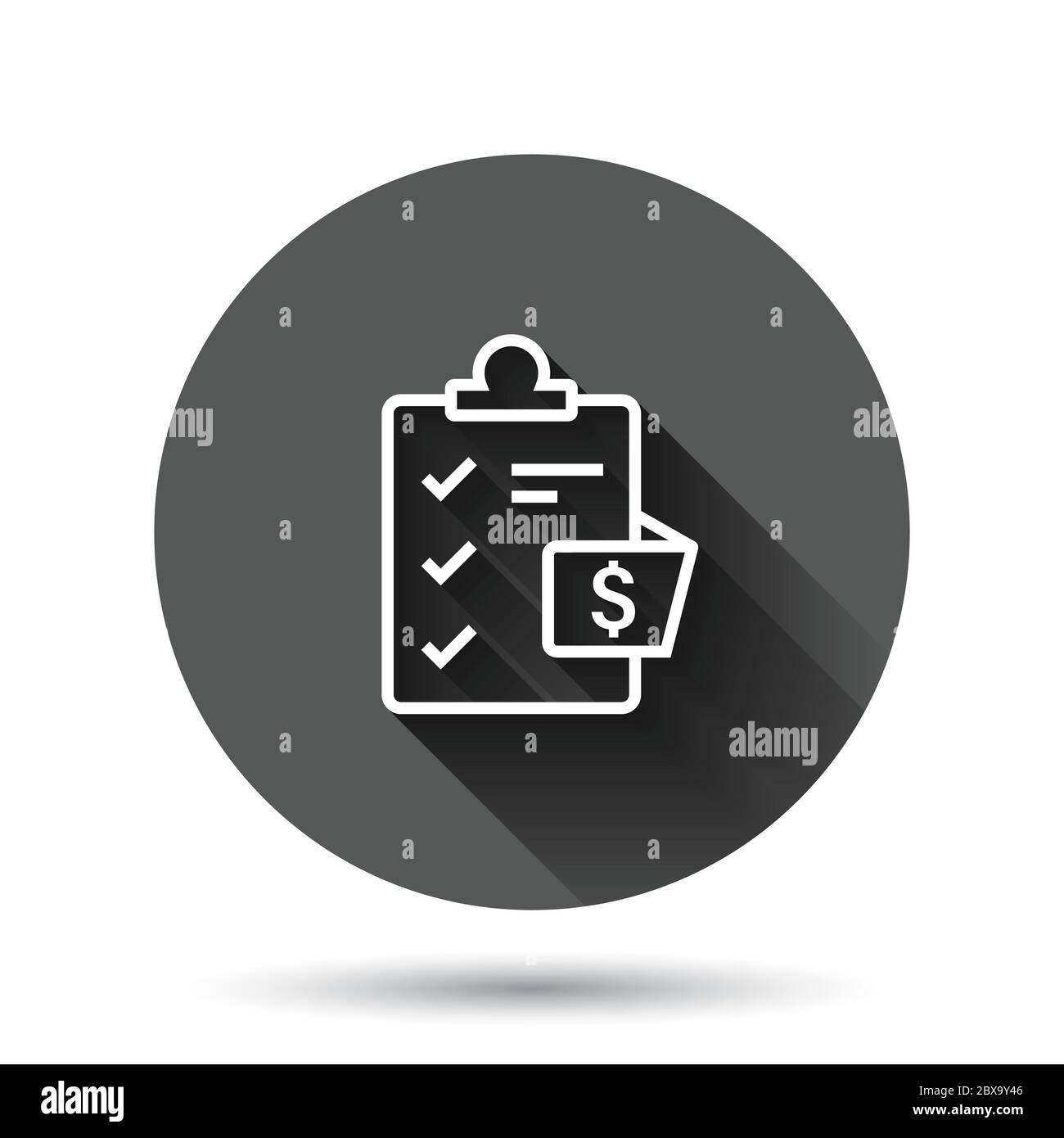 Document checklist icon in flat style. Report vector illustration on ...