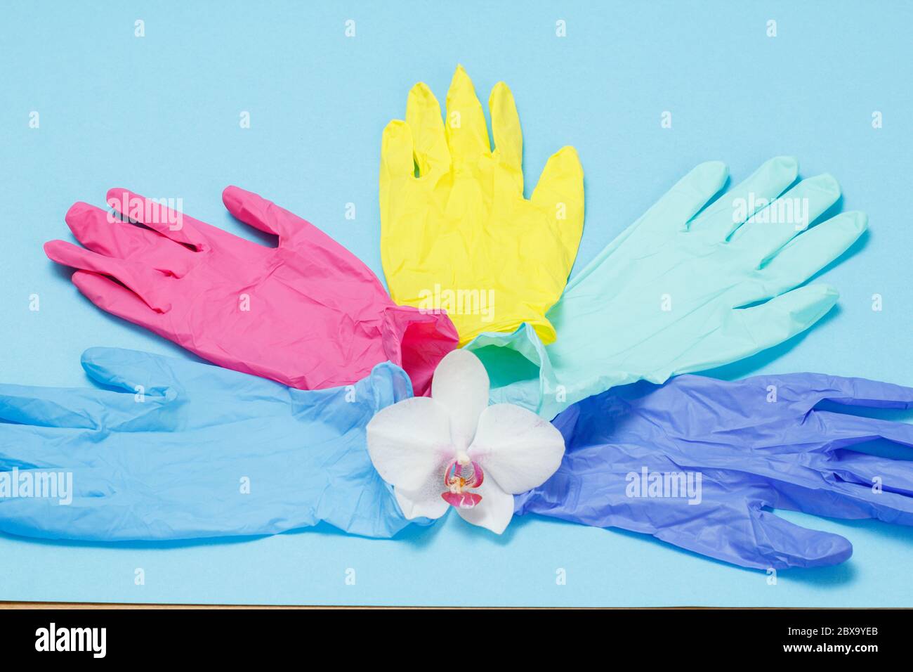 Different colors nitrile disposable gloves for personal protection with ...