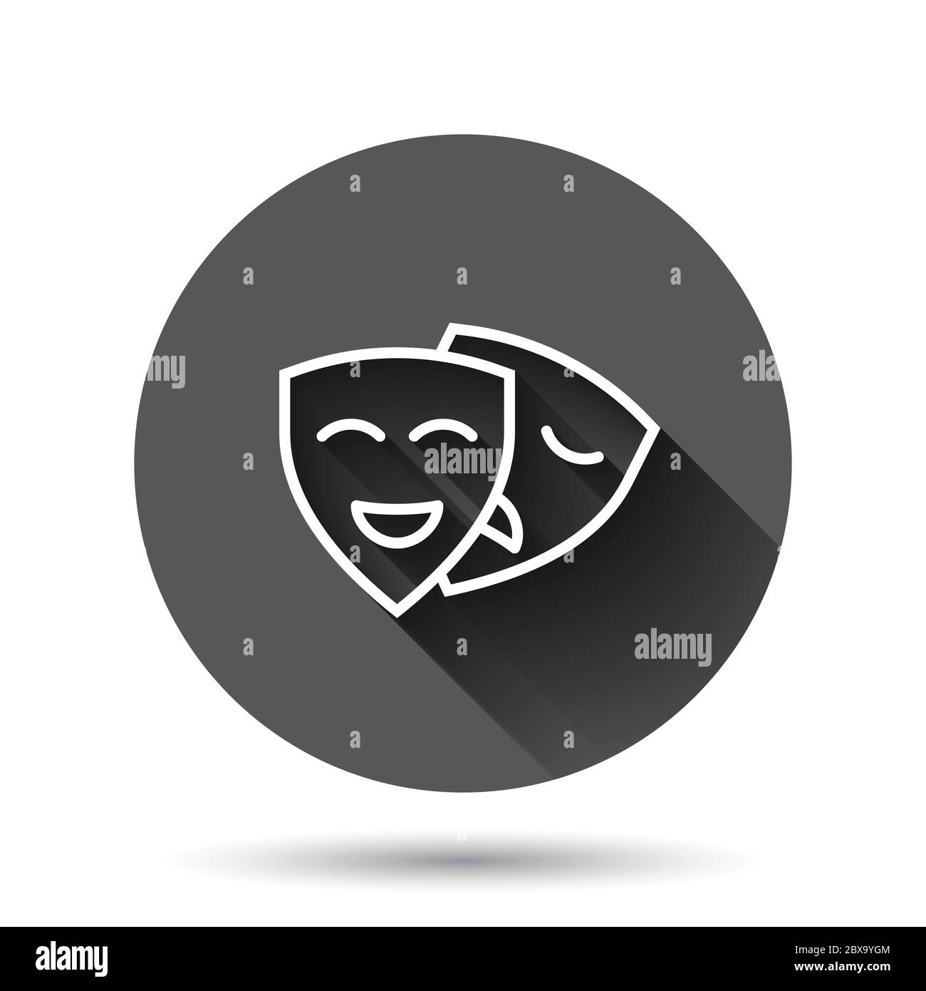 Theater mask icon in flat style. Comedy and tragedy vector illustration ...