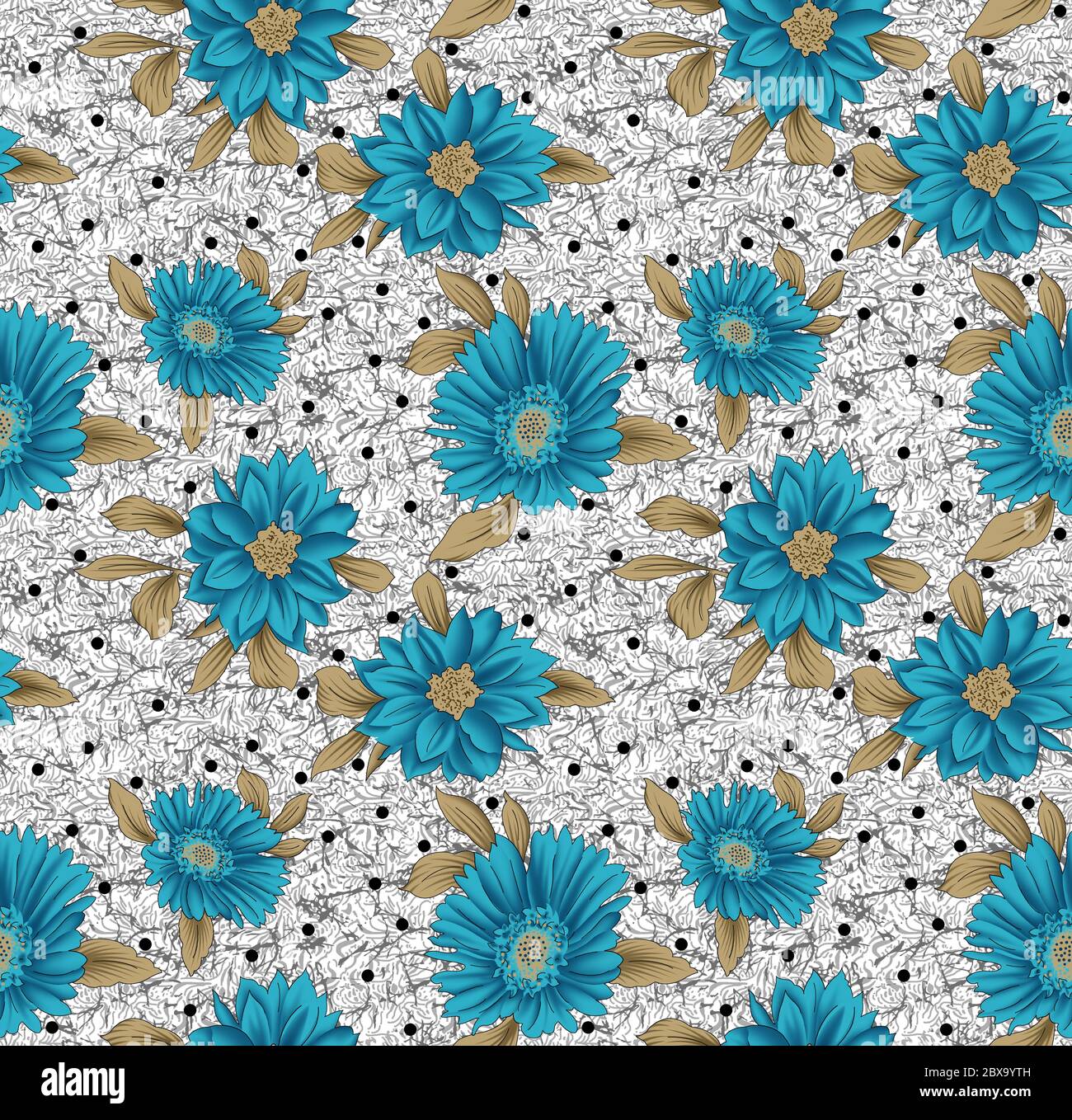 Seamless pattern with spring flowers and leaves. Hand drawn background ...