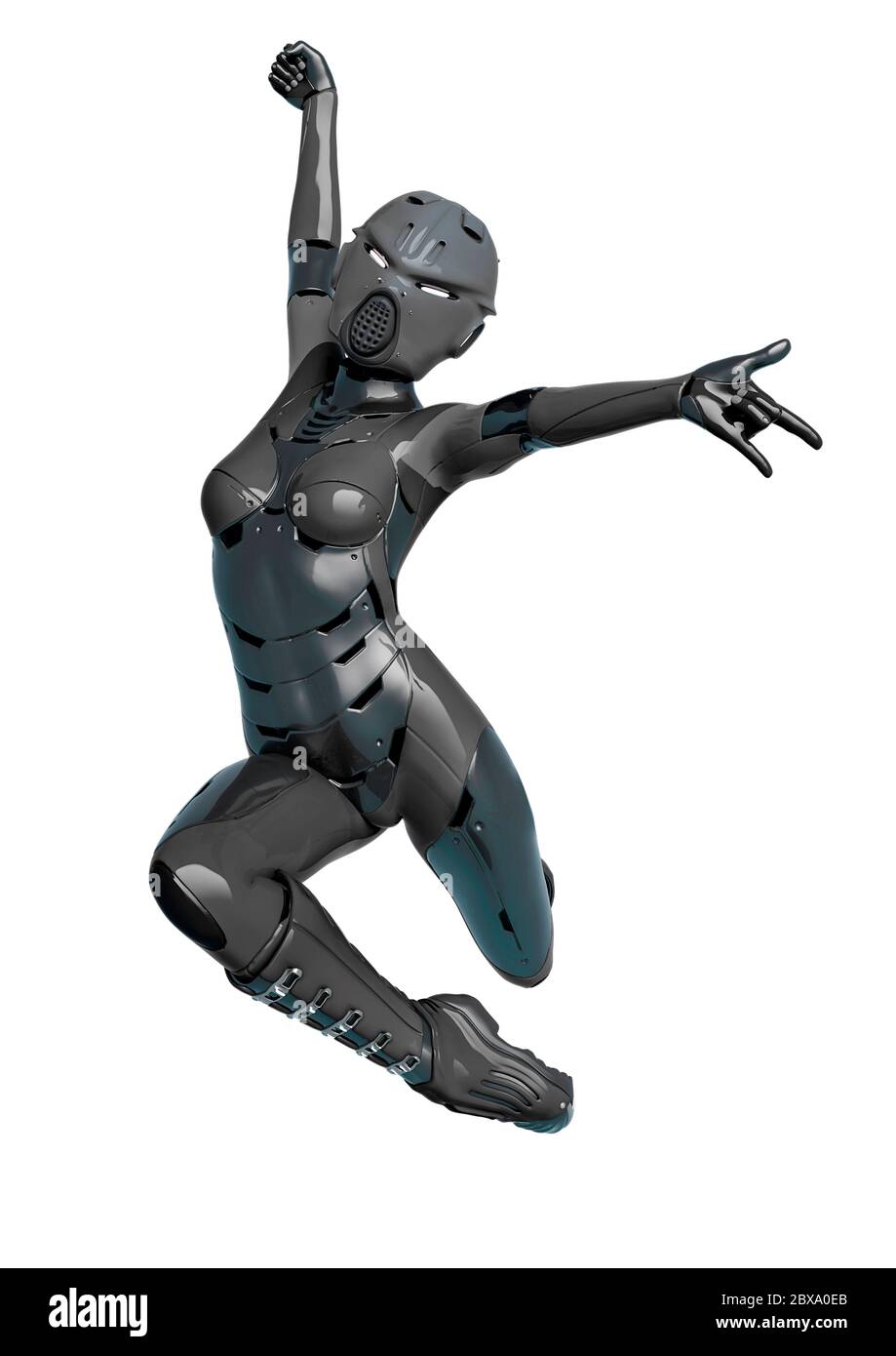 super soldier female doing a comic action pose. This super cyborg in ...