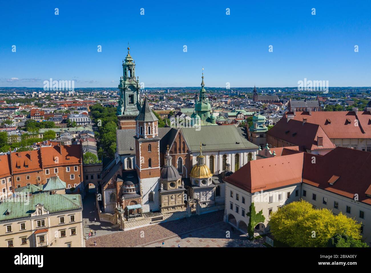 Krakow. Aerial View of Royal Wawel Castle and Gothic Cathedral. Vistula ...