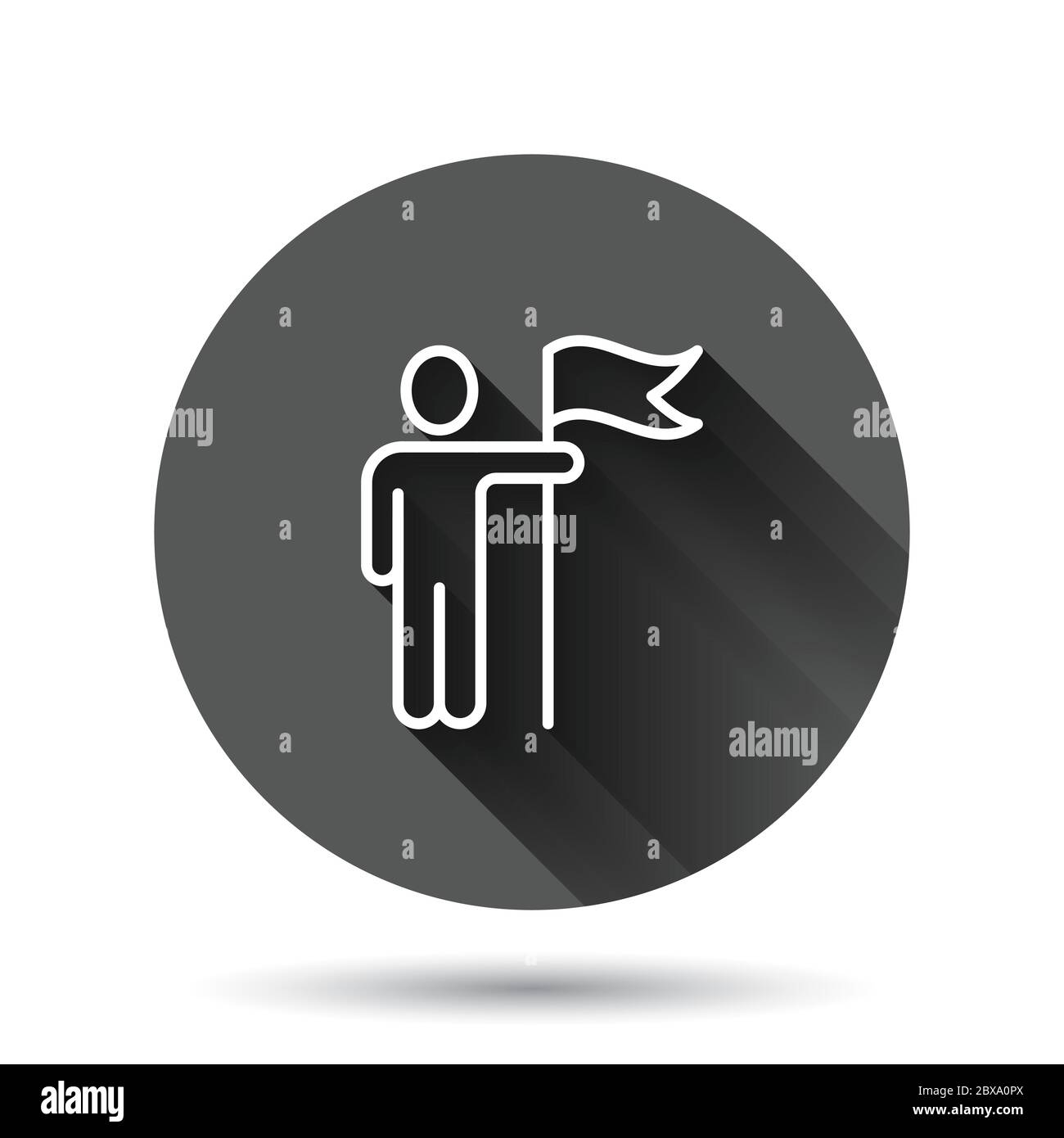 People with flag icon in flat style. Victory vector illustration on ...