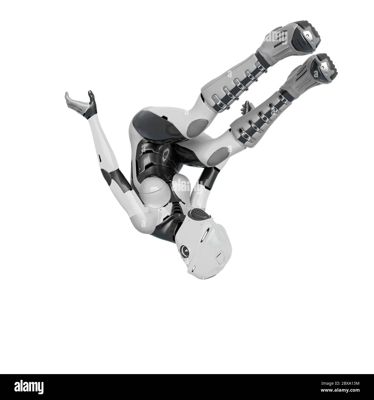 cyber soldier female jumping on the air. This super cyborg in clipping ...