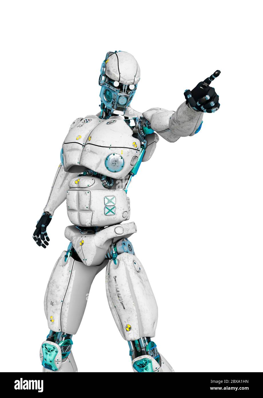 test machine pointing to the future. This dummy test doll in clipping ...