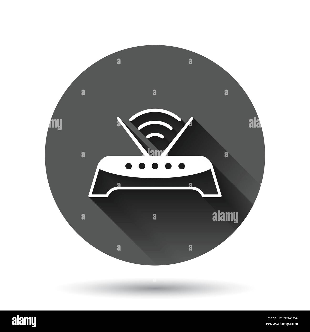 Wifi router icon in flat style. Broadband vector illustration on black ...