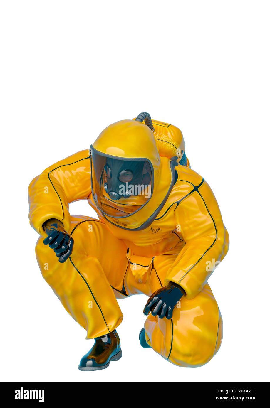 bio hazard man searching in a white background. This biohazard in ...
