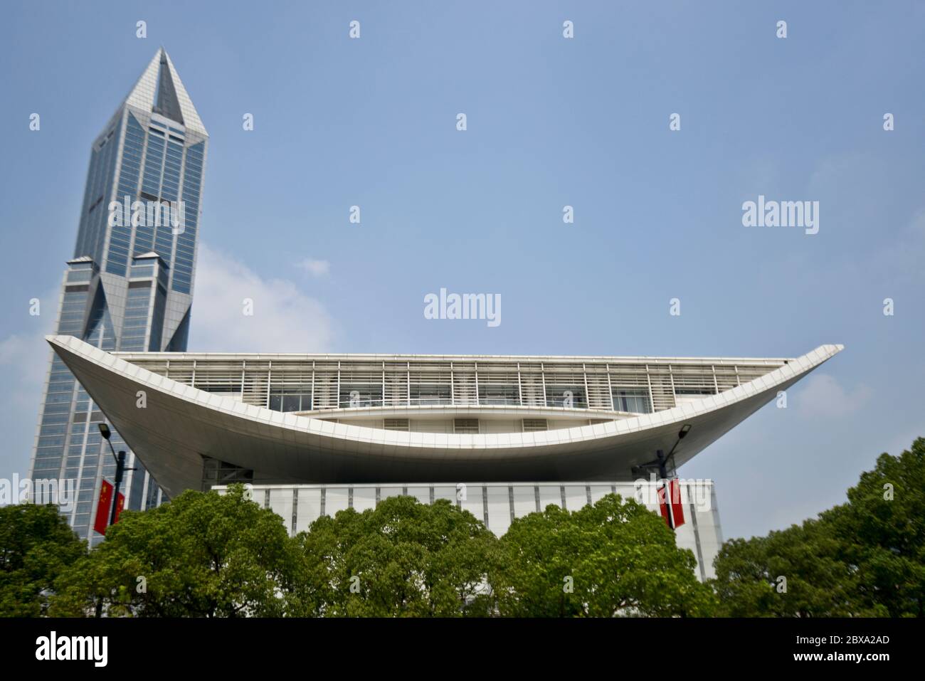 Shanghai: Grand Theatre and Tomorrow Square skyscraper. China Stock ...