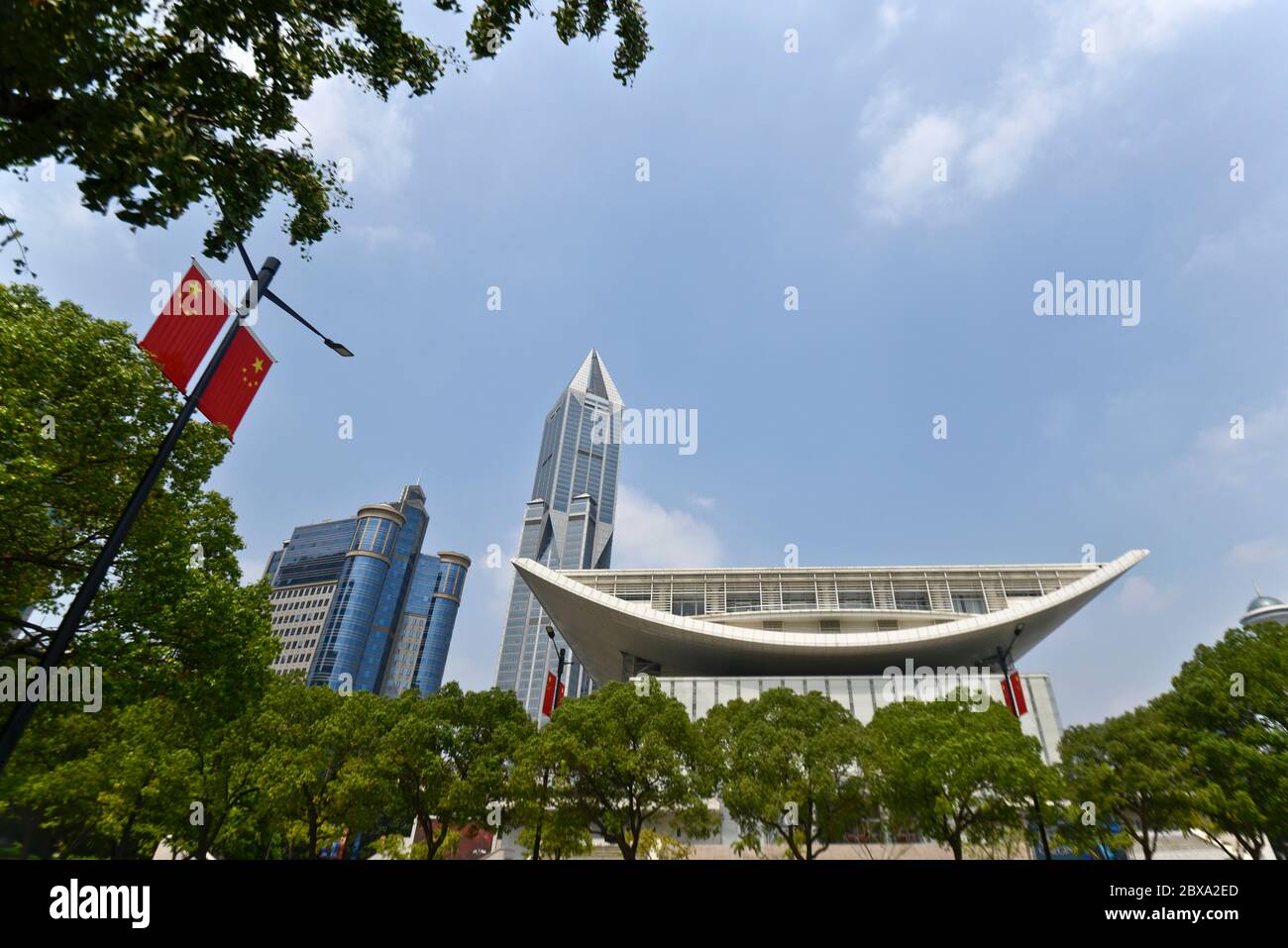 Shanghai: Grand Theatre and Tomorrow Square skyscraper. China Stock ...