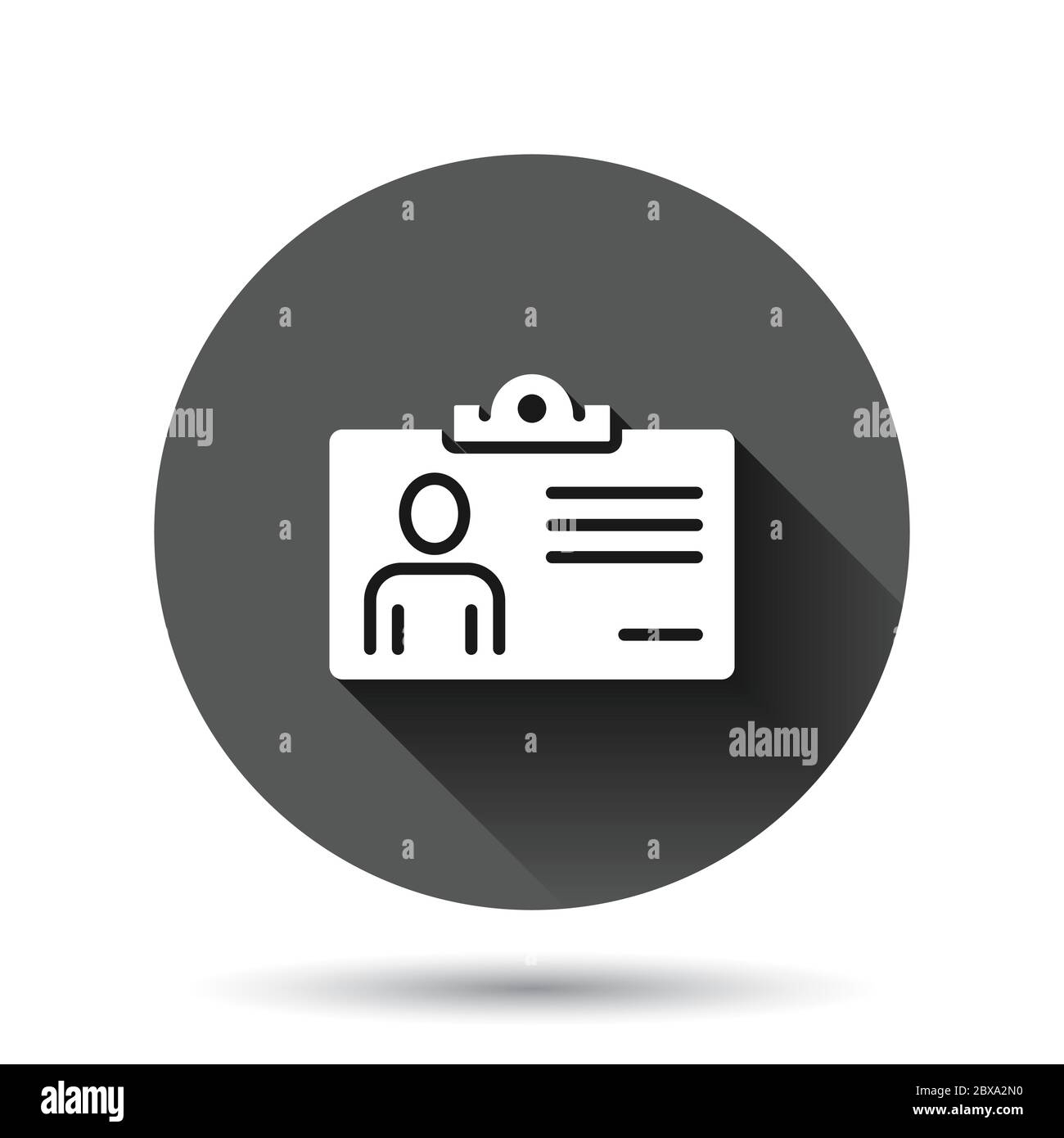 Id card icon in flat style. Identity tag vector illustration on black ...
