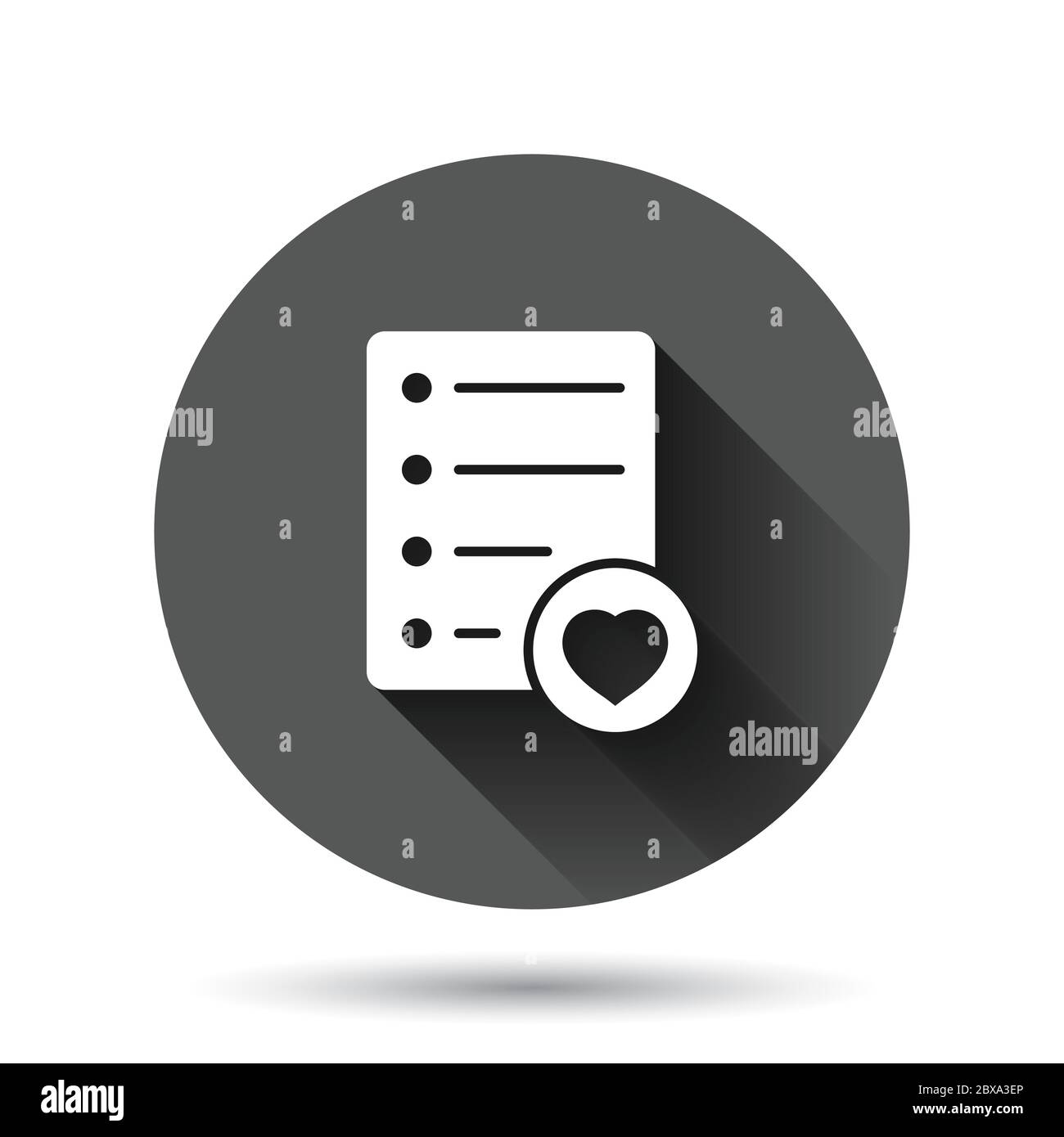 Wishlist icon in flat style. Like document vector illustration on black ...