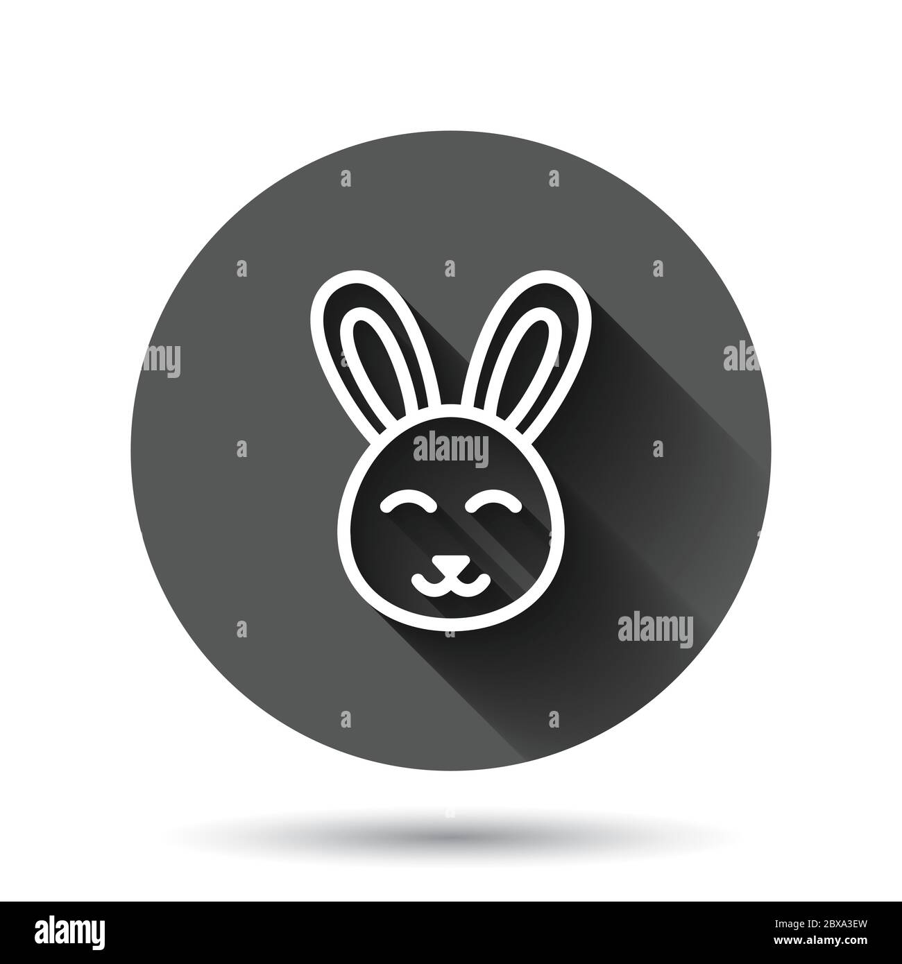 Rabbit icon in flat style. Bunny vector illustration on black round ...